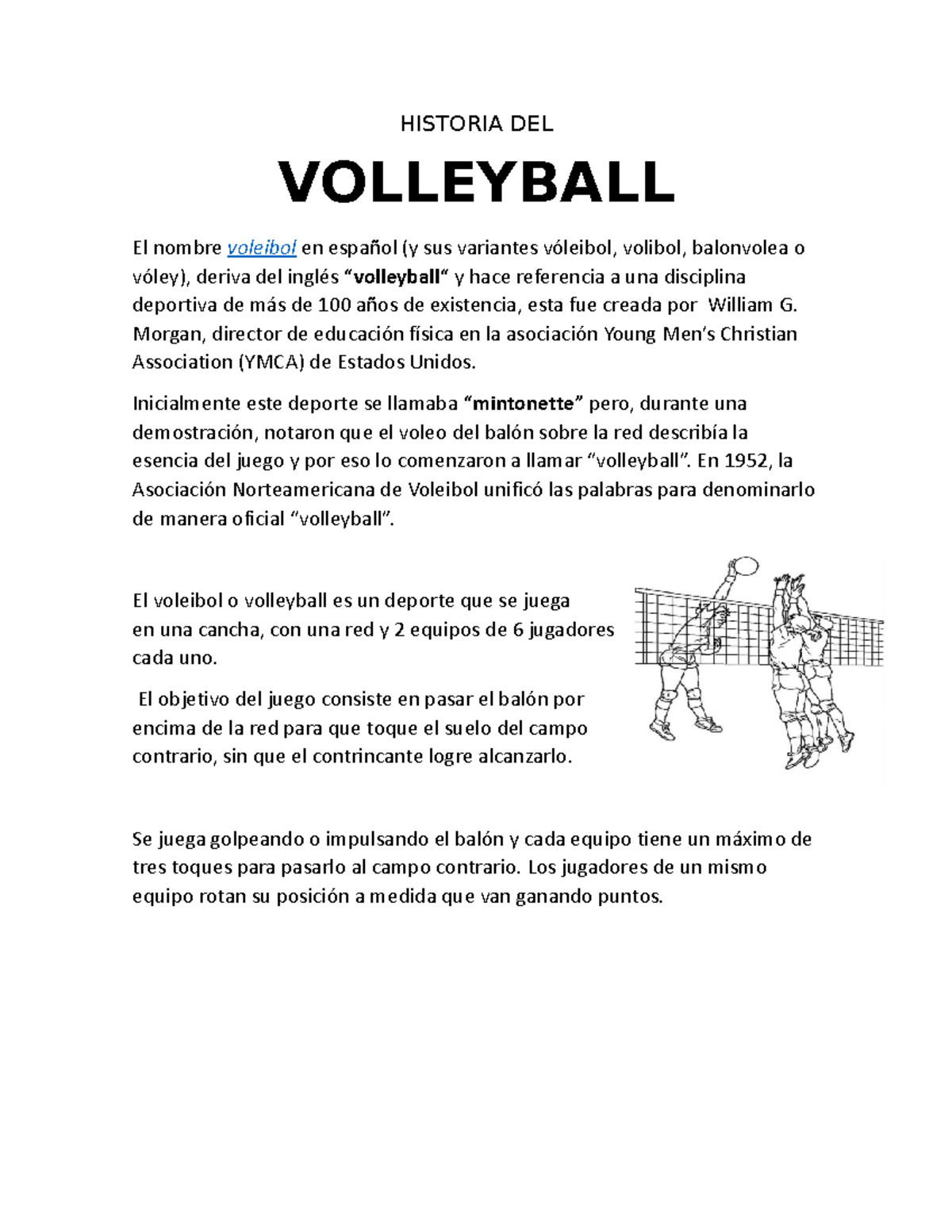 Cielo tarea 25 - sadasdsadsa - HISTORIA DEL VOLLEYBALL El nombre ...