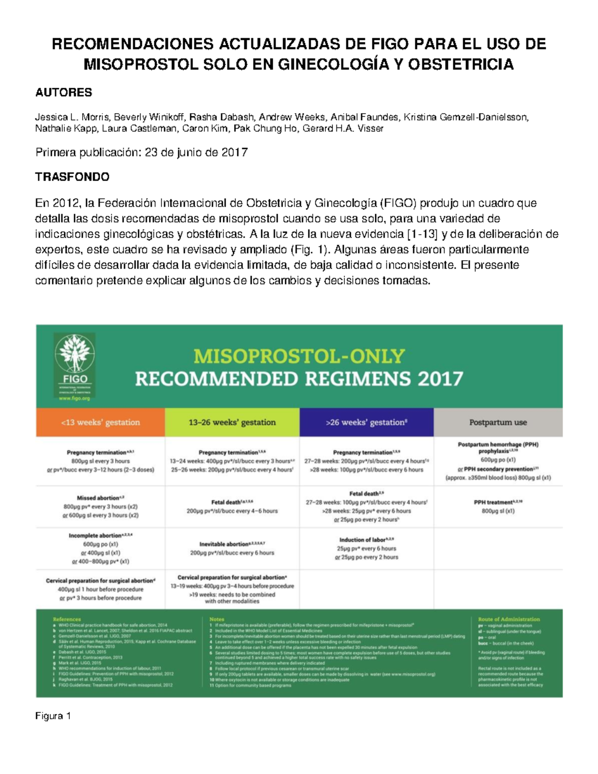 Uso de prostaglandinas 2 - RECOMENDACIONES ACTUALIZADAS DE FIGO PARA EL ...