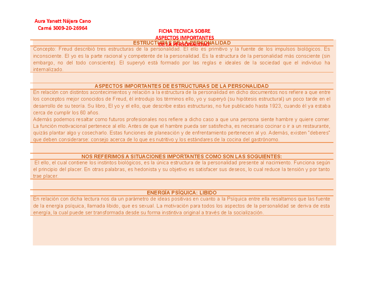 Estructuras DE LA Personalidad - ESTRUCTURAS DE LA PERSONALIDAD ...