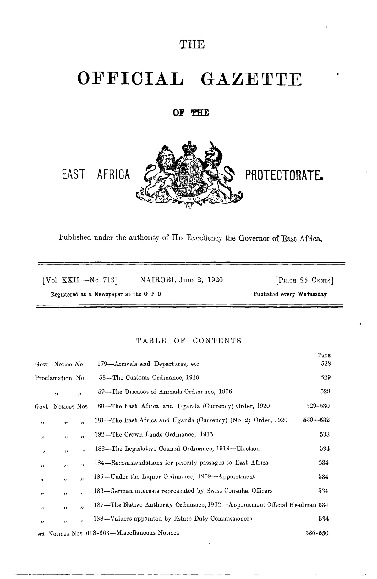 Ke-government-gazette-dated-1920-06-02-no-713 - OFFICIAL G A Z E T T E ...