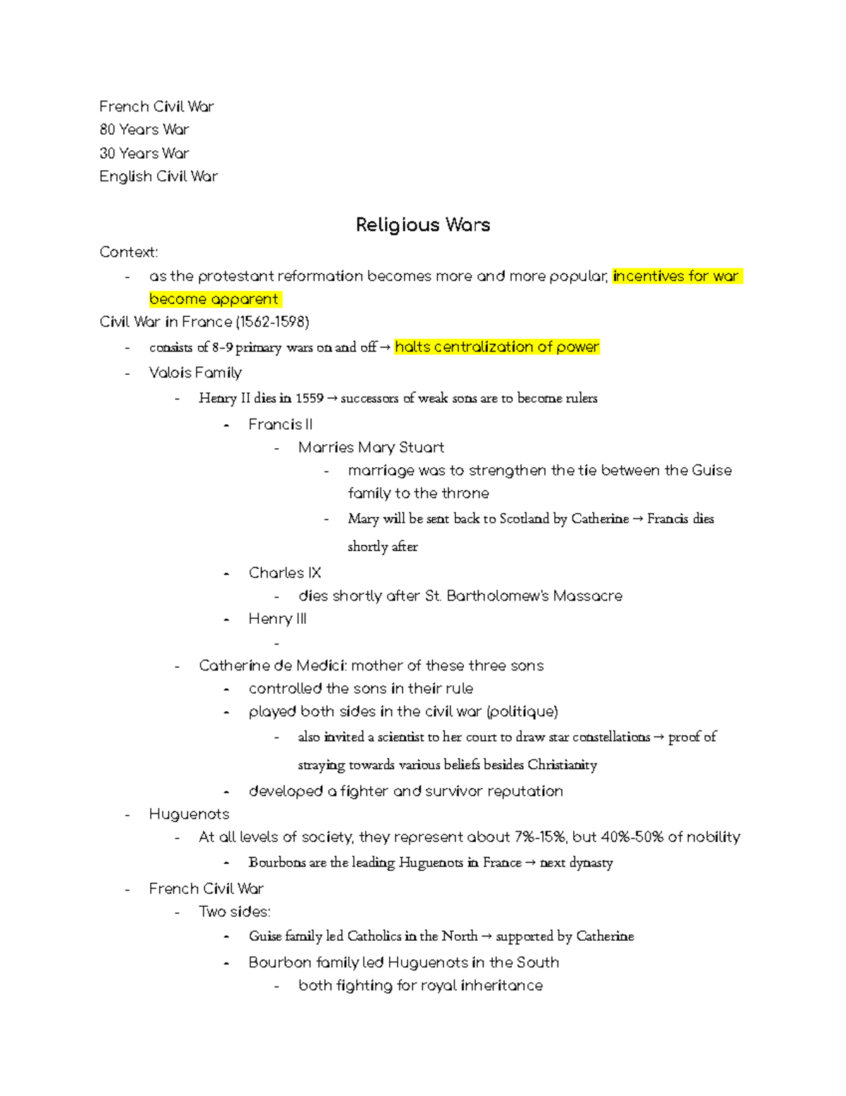 Reformation and Religious Wars - French Civil War 80 Years War 30 Years ...