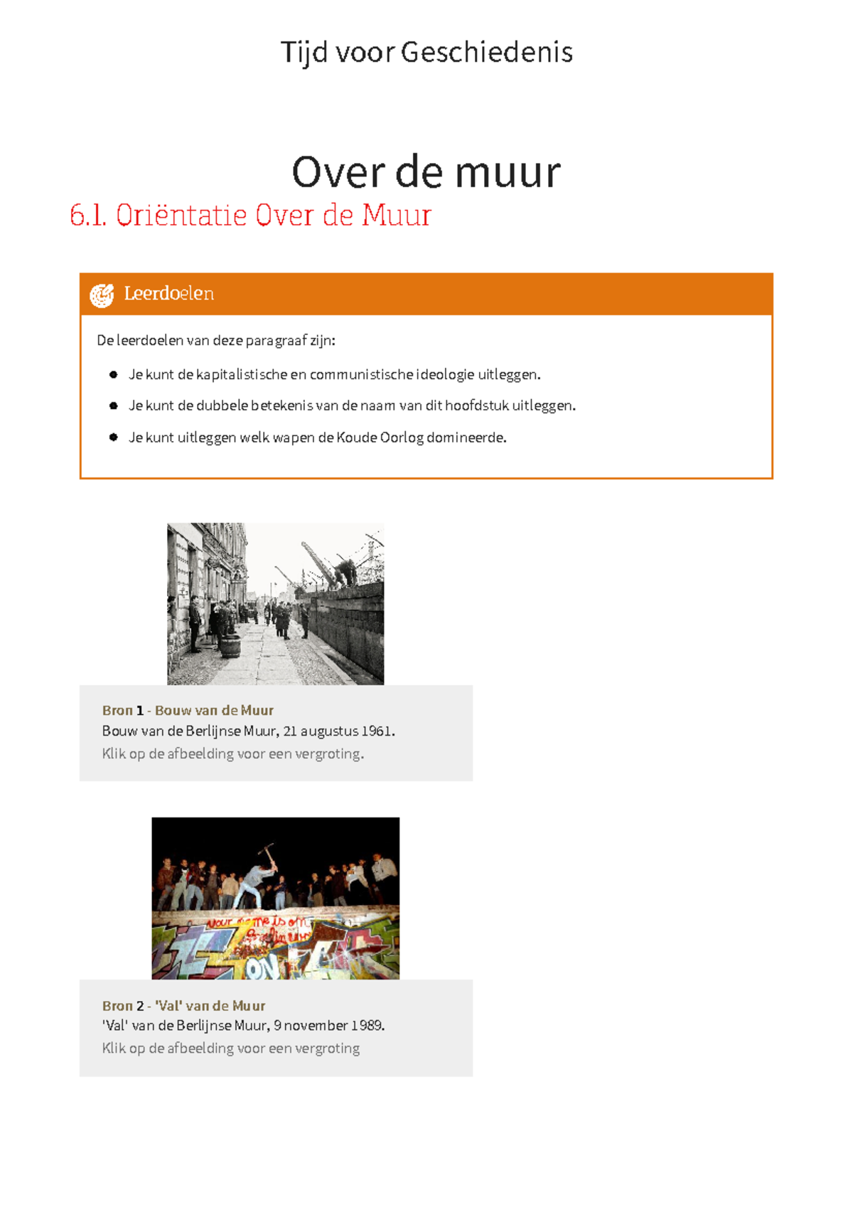 Tijd voor Geschiedenis Over de muur - Oriëntatie Over de Muur De ...