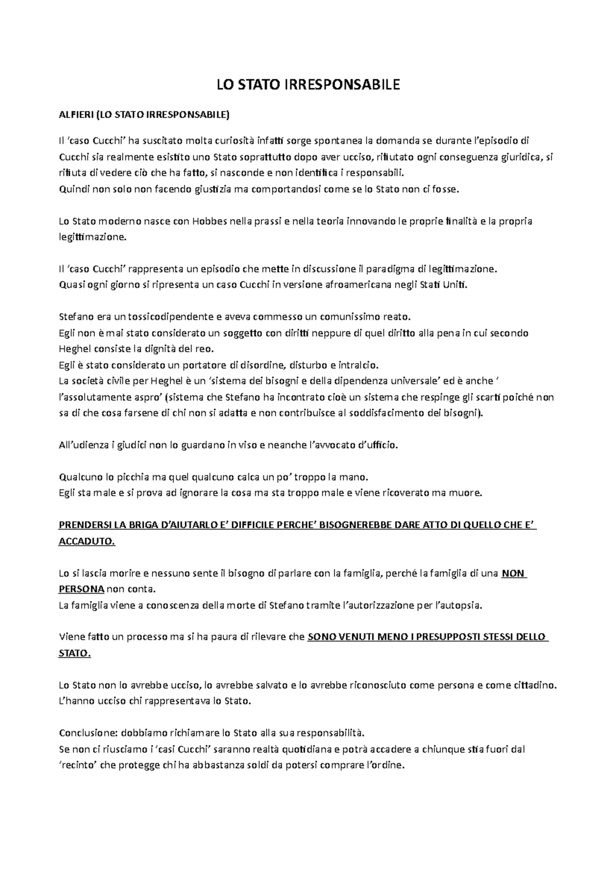 LO Stato Irresponsabile - LO STATO IRRESPONSABILE ALFIERI (LO STATO ...