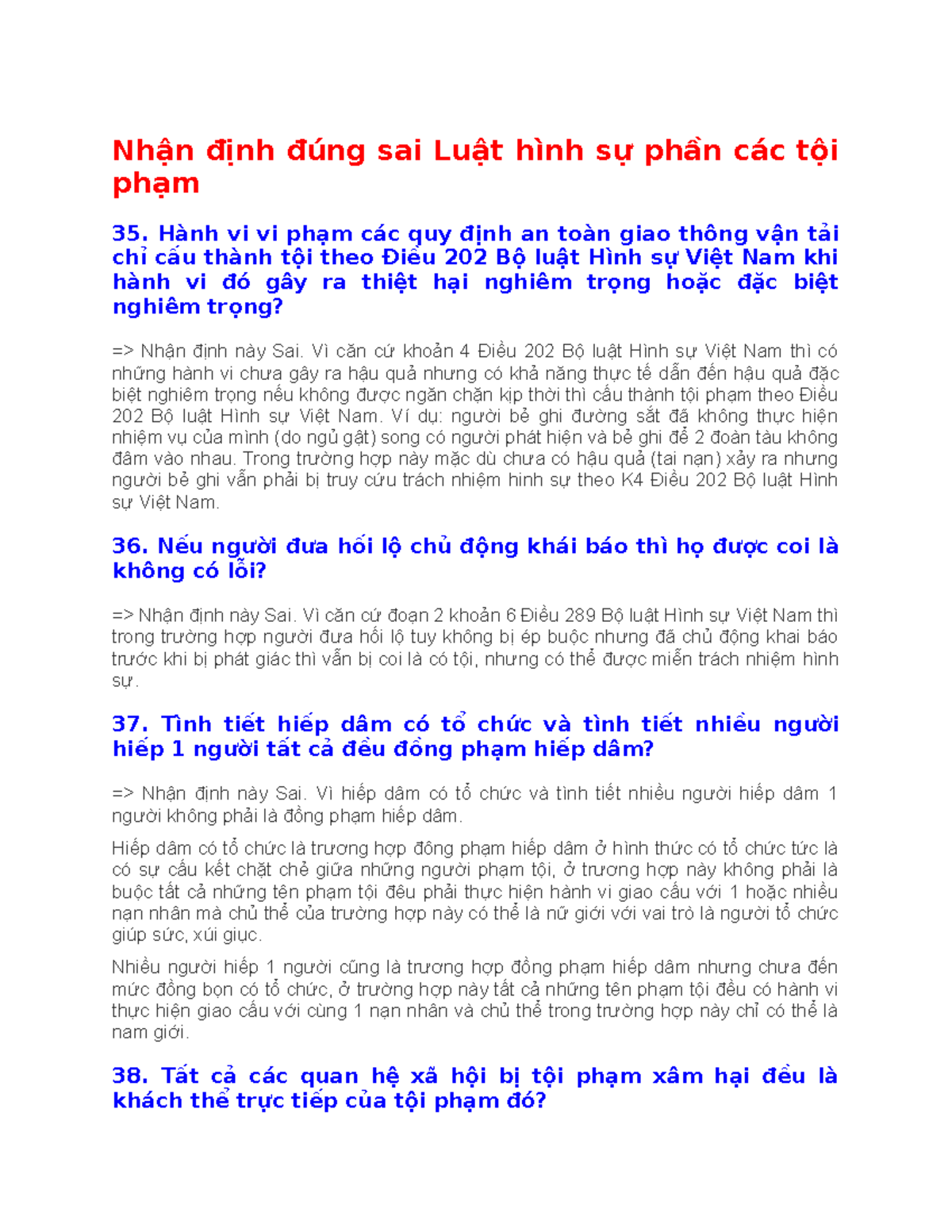 Nhan dinh luat hinh su phan toi pham 1 - Nhận định đúng sai Luật hình sự phần các tội phạm 35 ...