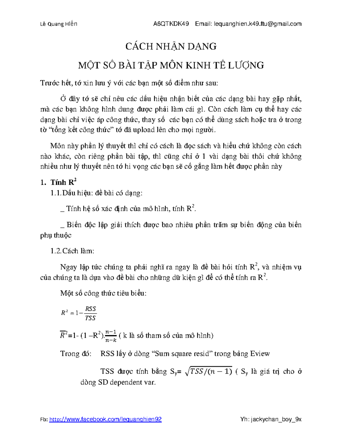 Nhan dang de thi KTL - on tap - CÁCH NHN DNG MT S BÀI TP MÔN KINH T LNG Trc ht, t xin lu ý vi ...