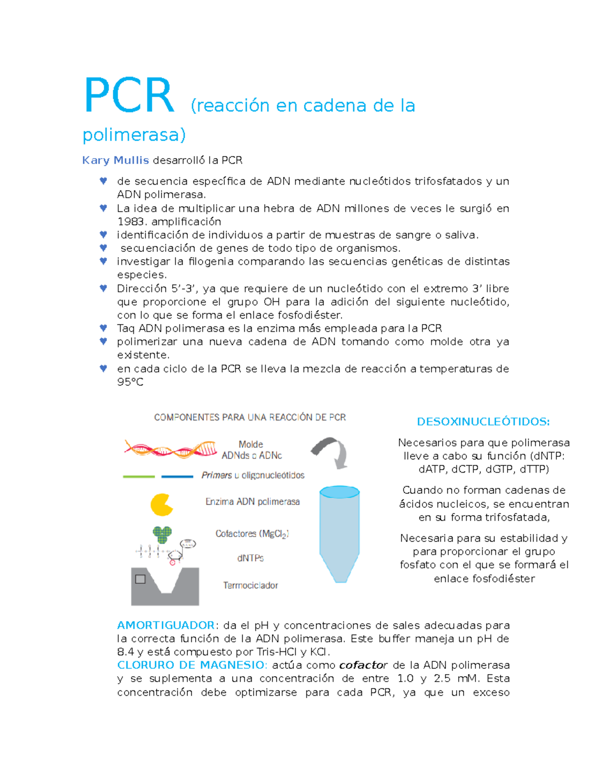 PCR - PCR - PCR (reacción en cadena de la polimerasa) Kary Mullis ...