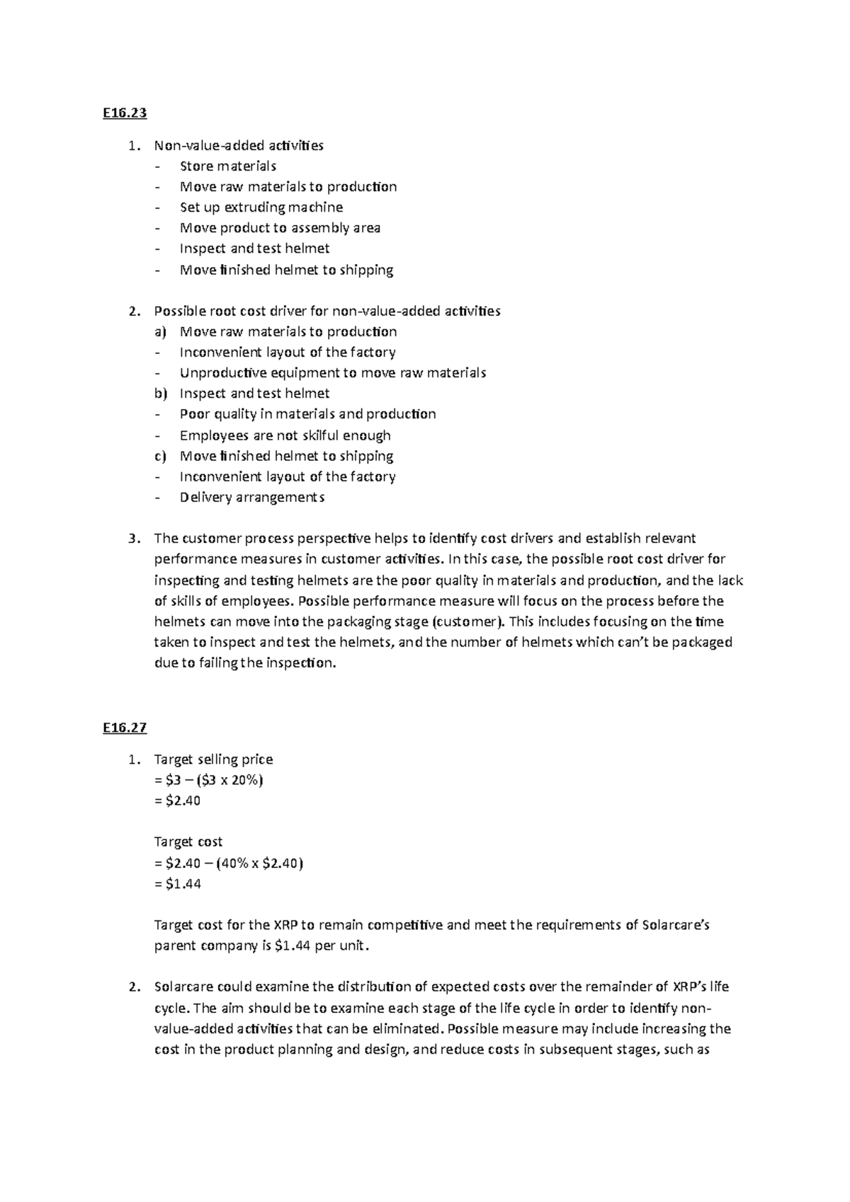 Week 5 accg3001 hw tutorial work - non-value-added activities - ACCG301 ...