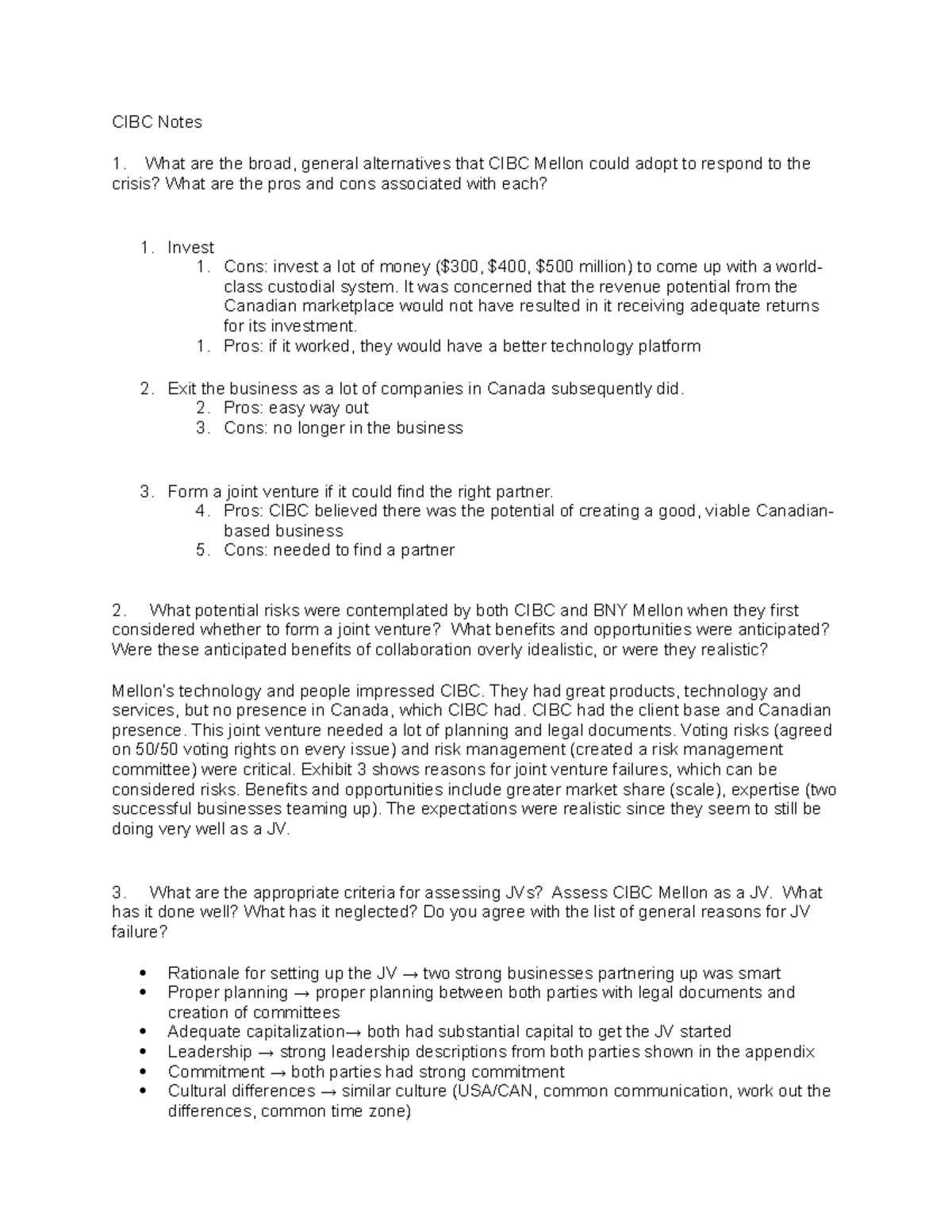 CIBC Notes - CIBC Notes What are the broad, general alternatives that ...