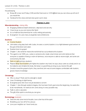 Lecture 14 Gospel of John – Chapter 1 - Lecture 14: Gospel of John ...