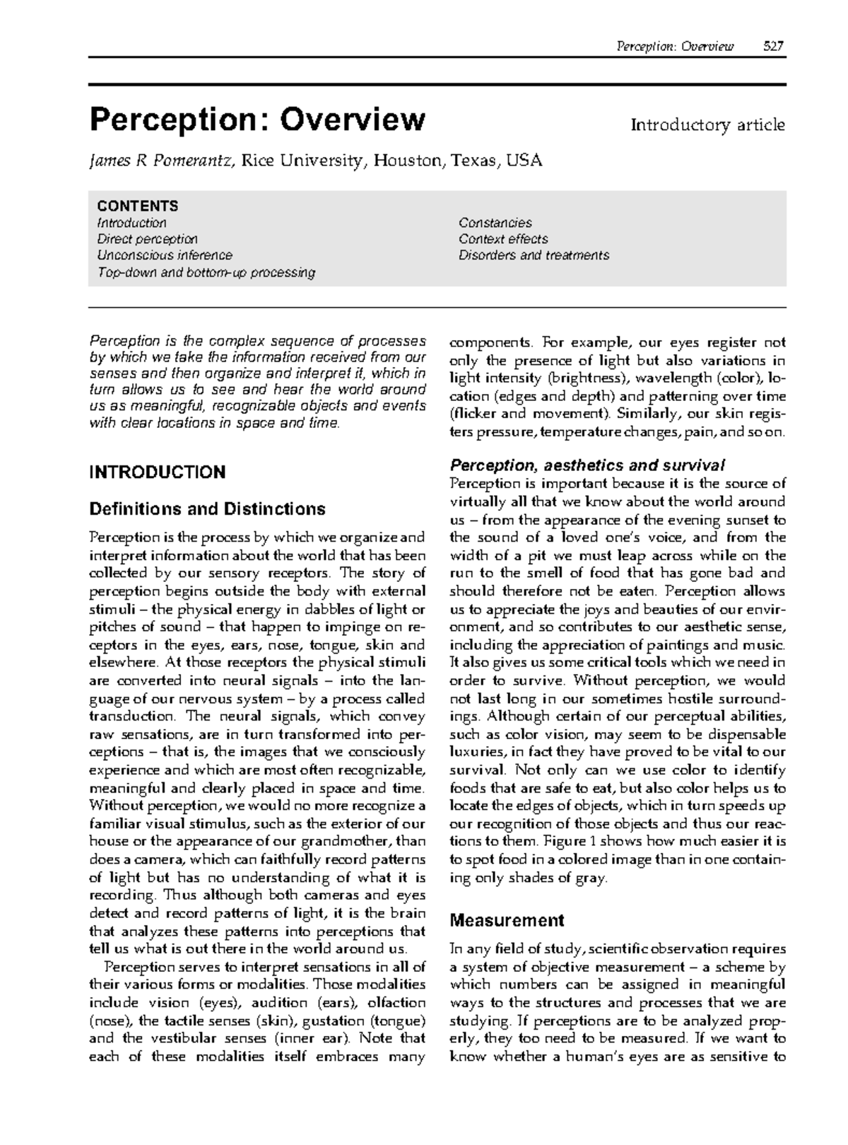 Perception-R1 Pomerantz - Perception: Overview Introductory article James R Pomerantz, Rice ...