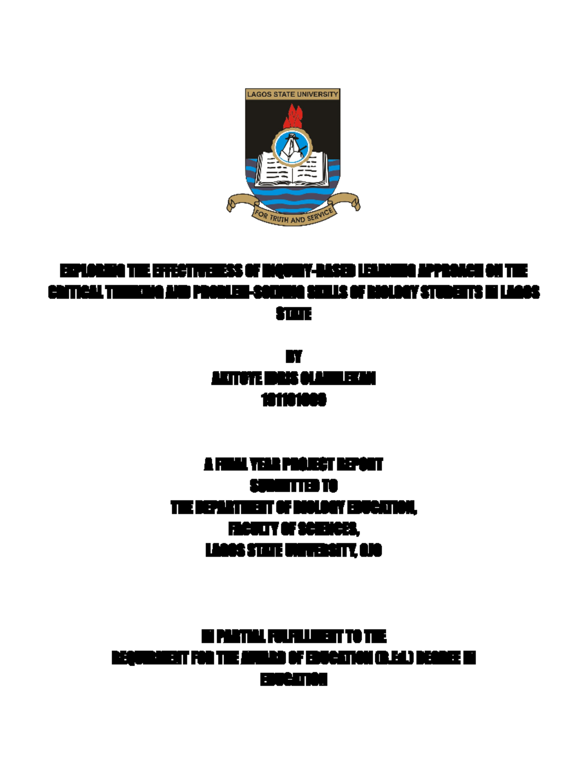 Exploring THE Effectiveness OF Inquiry- Based Learning Approach ON THE ...