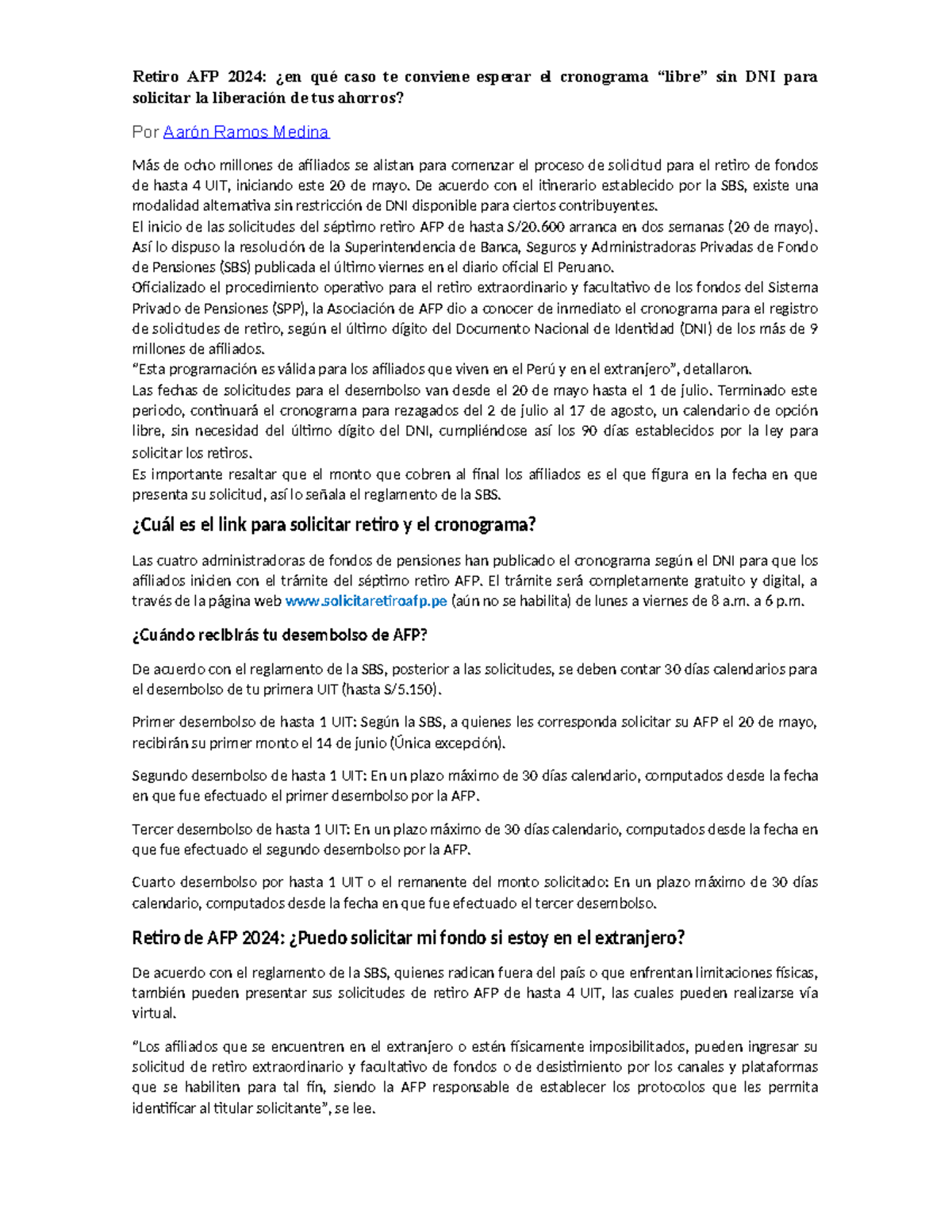 Retiro Afp 2024 Retiro Afp 2024 ¿en Qué Caso Te Conviene Esperar El