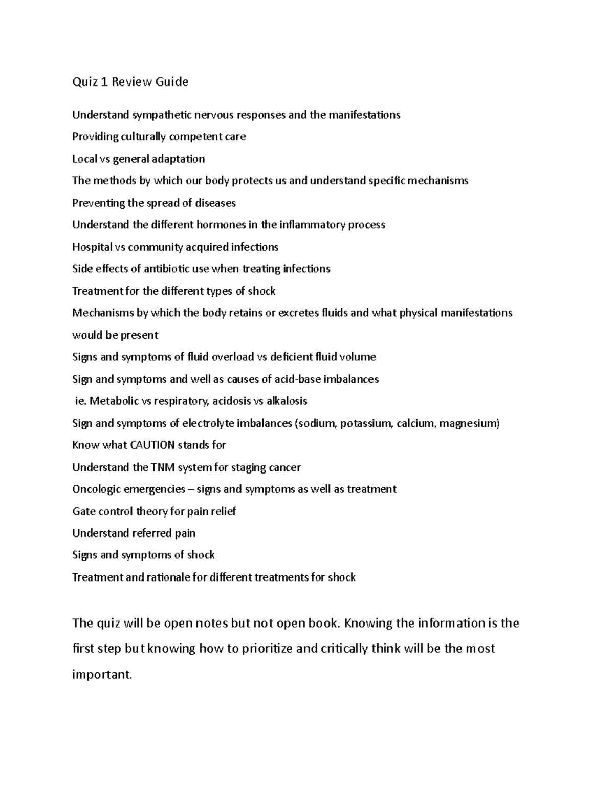 Quiz 1 Review Guide - Notes on fictional character, who can help during ...