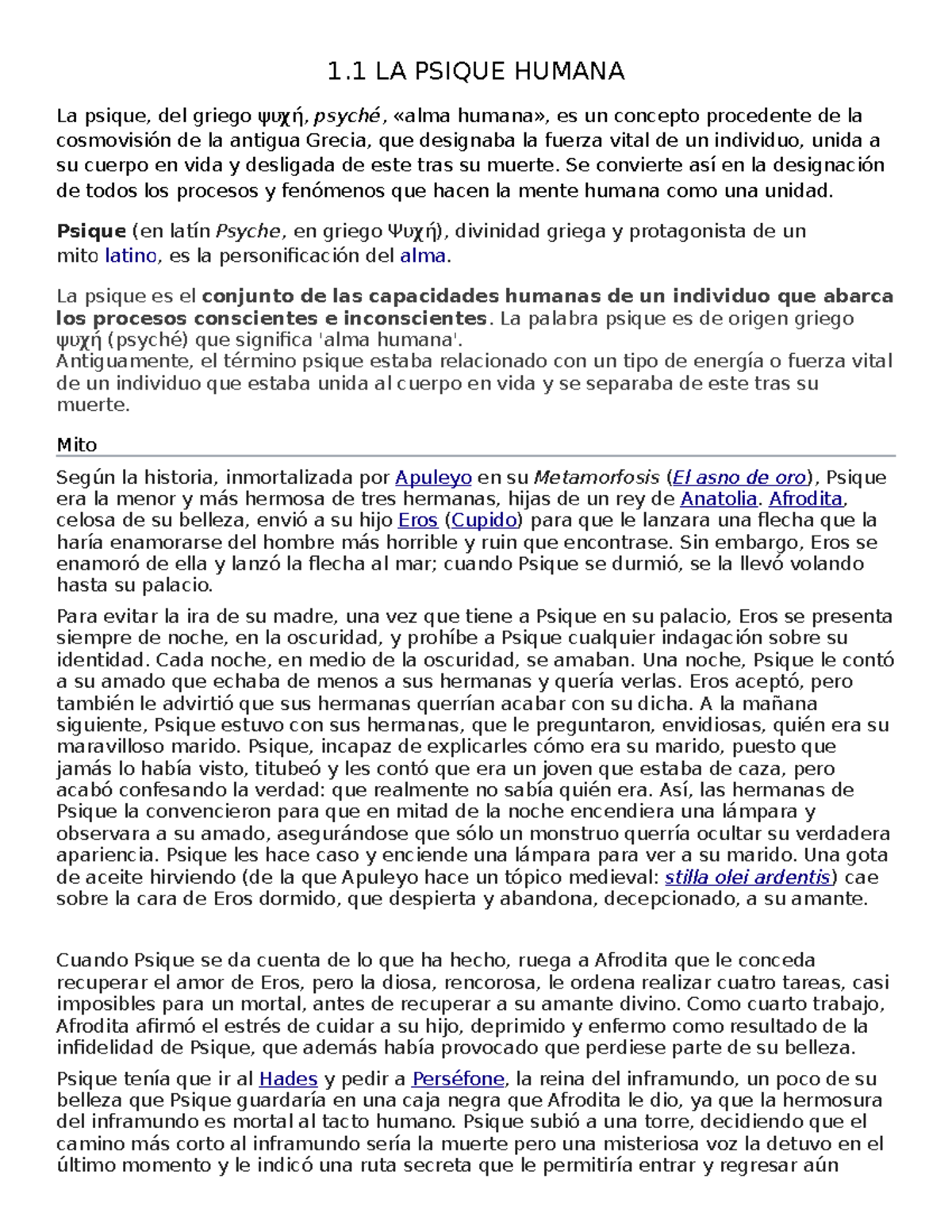 1 LA Psique Humana - 1 LA PSIQUE HUMANA La psique, del griego ψυχή ...