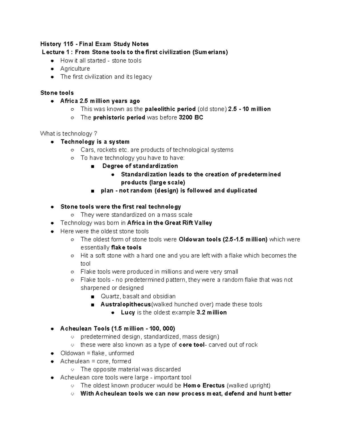 HIST115 Online Notes 1 - History 115 - Final Exam Study Notes Lecture 1 ...