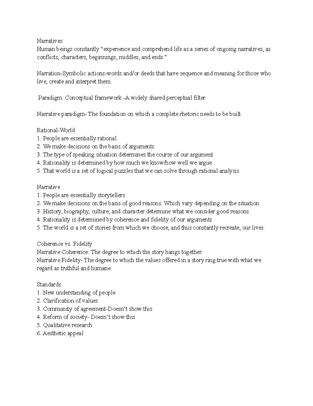 COMM 360 chapter 24 Narrative Paradigm - Narratives Human beings ...