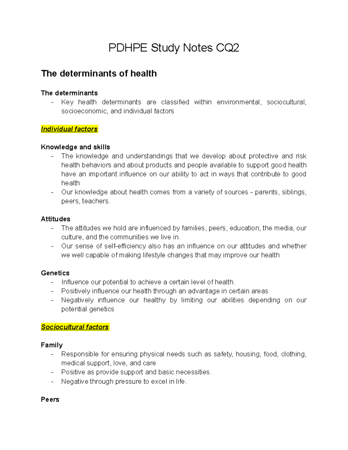 Pdhpe Study Notes CQ2 - bfgfgdgdfg - PDHPE Study Notes CQ The ...