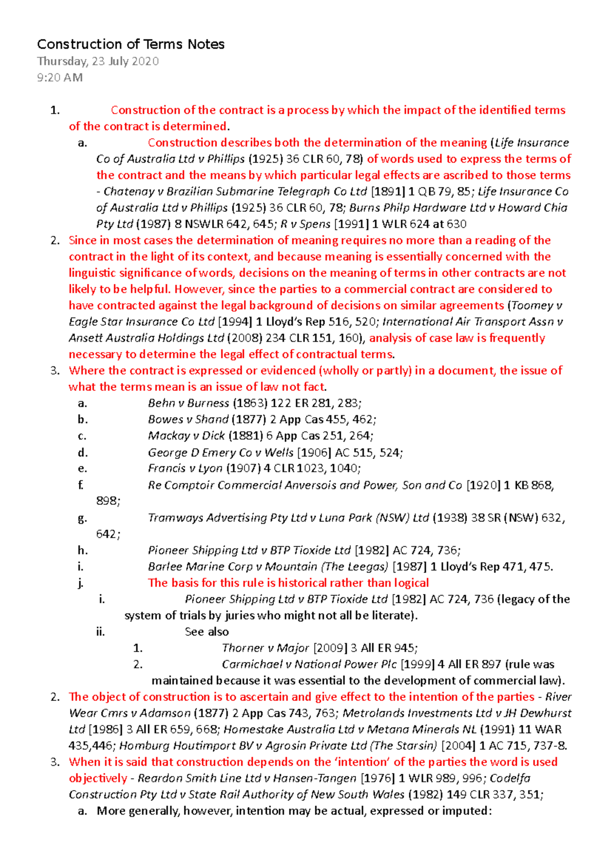 Construction of Terms Notes - Construction of Terms Notes Thursday, 23 ...