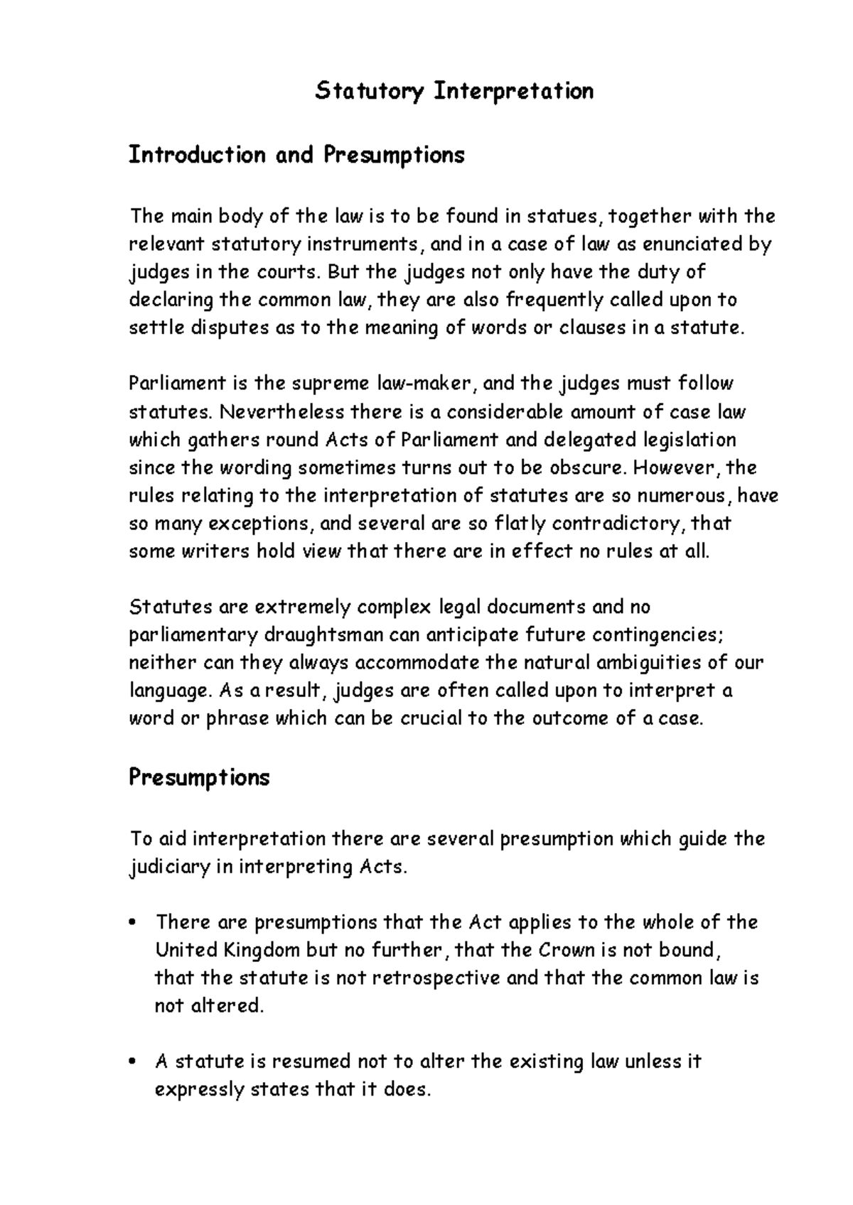 Statutory Construction - Statutory Interpretation Introduction and ...