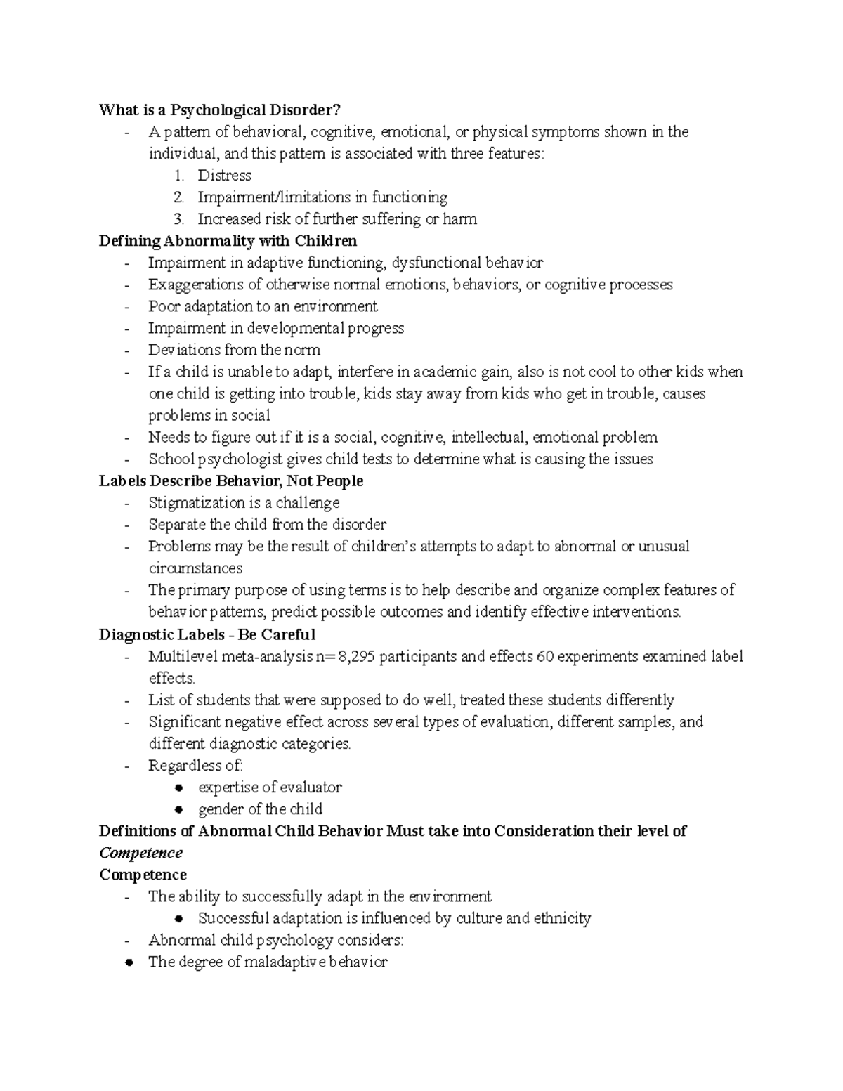 What is a Psychological Disorder - Distress 2. Impairment/limitations ...