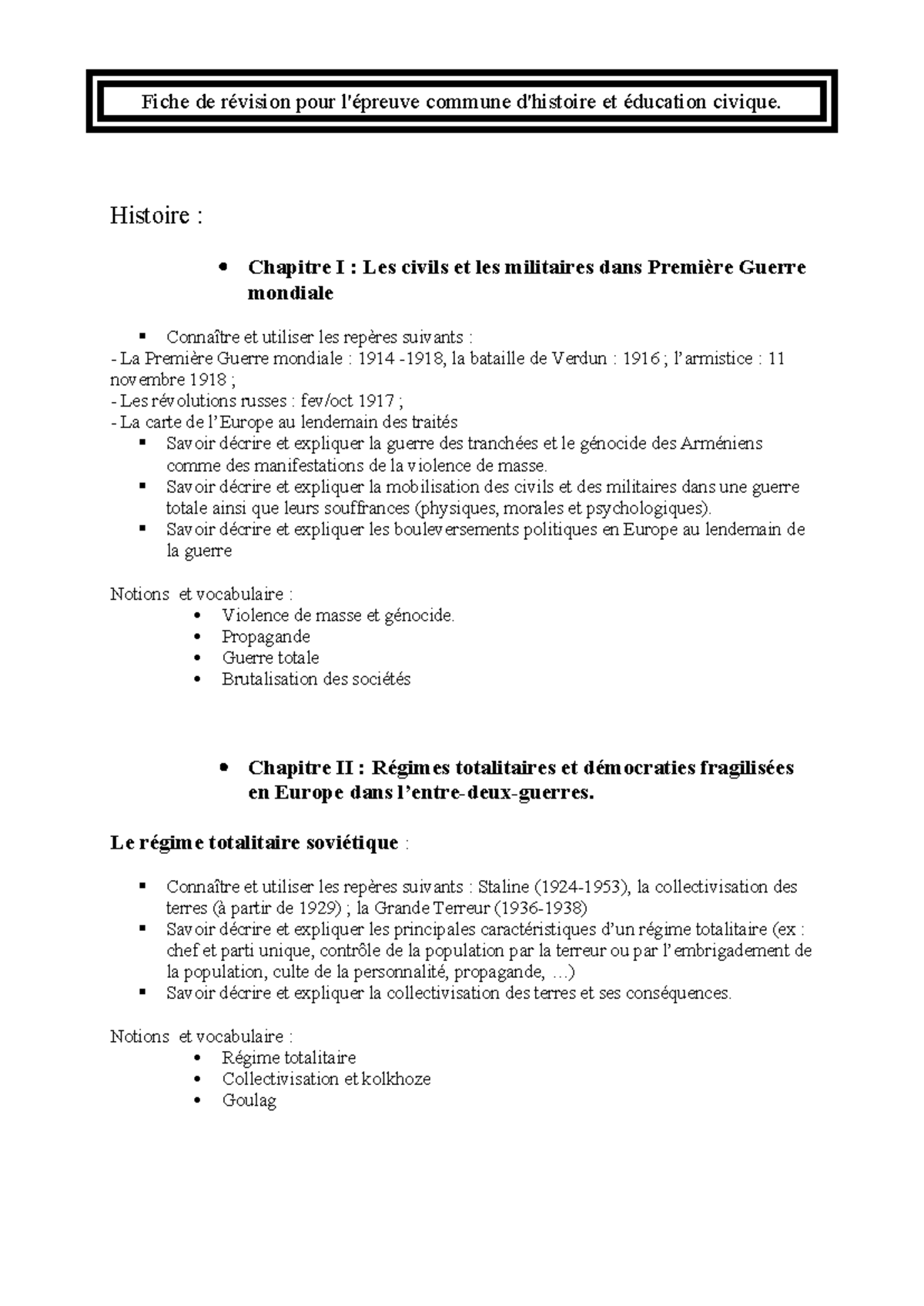 Fiche de revision pour epreuve 2018 1 2 - Fiche de révision pour l ...