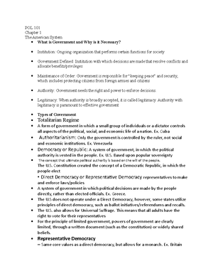 POL 101 spr23 Review Sheet Exam 1 - Intro to American Government ...