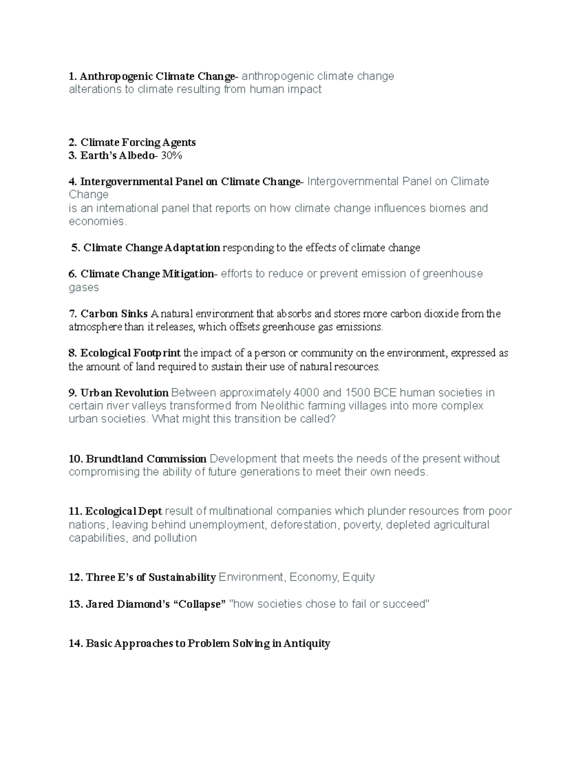 PUP 190- Sustainable cities Study Guide - Anthropogenic Climate Change ...