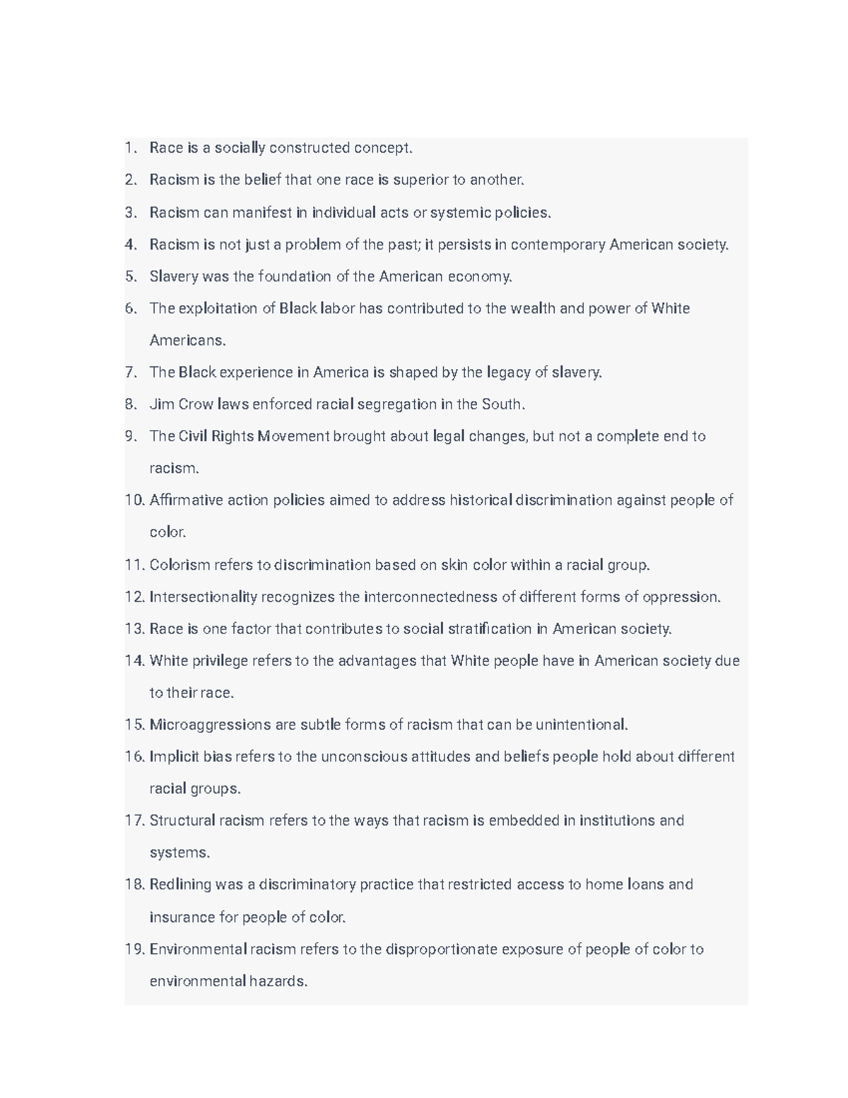 Understanding the concept of race and racism in American society Notes ...