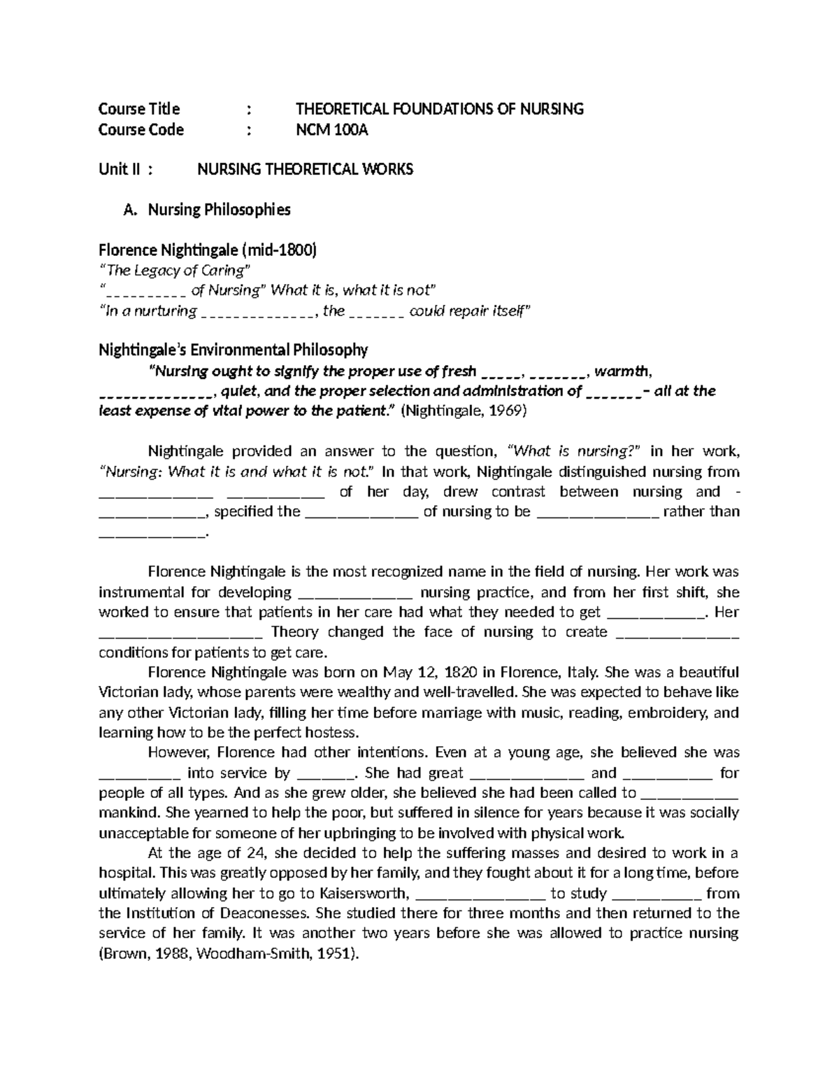 TFN Student Handout 3 - assignment - Course Title : THEORETICAL ...