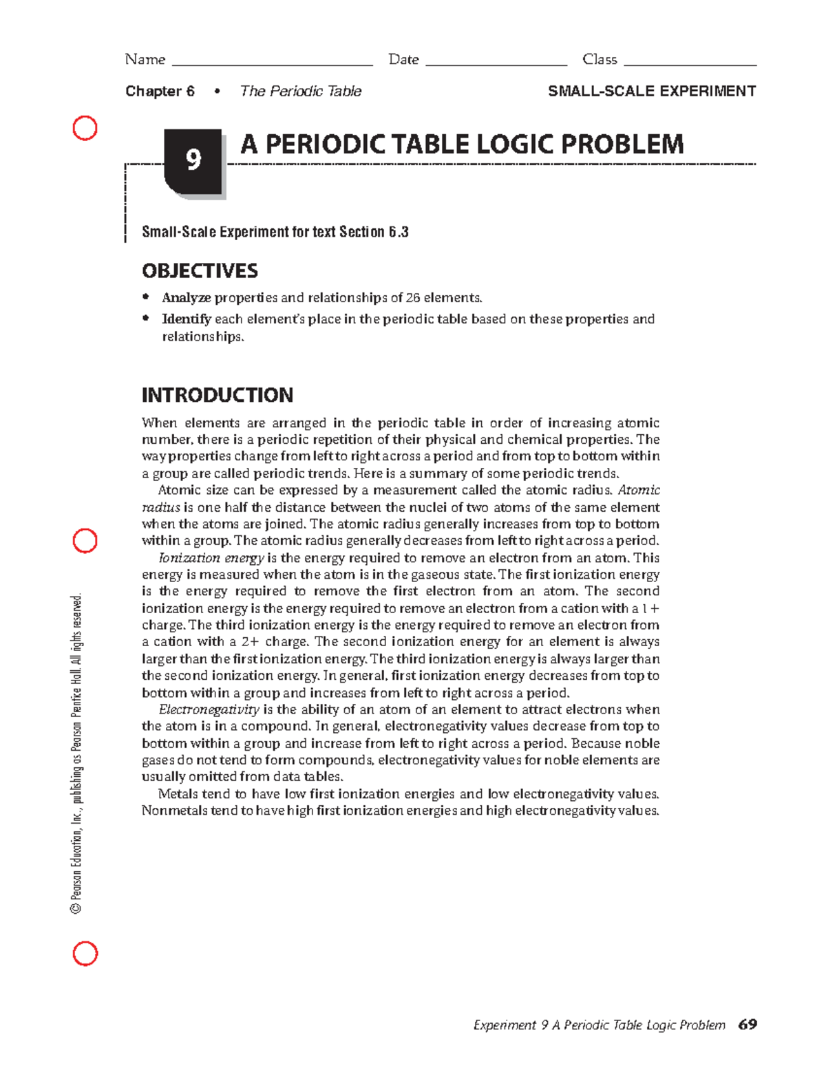 CHEM12 C0600 SSLT - Chemistry handout - Small-Scale Experiment for text Section 6. OBJECTIVES ...