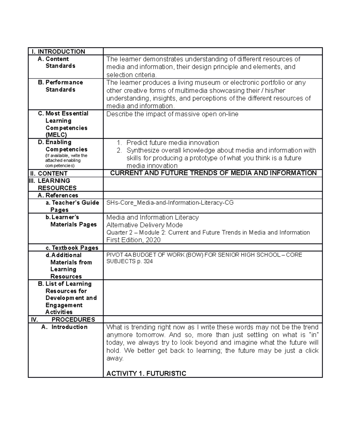 MIL Q2 - 4 - notes for media and information literacy - I. INTRODUCTION ...