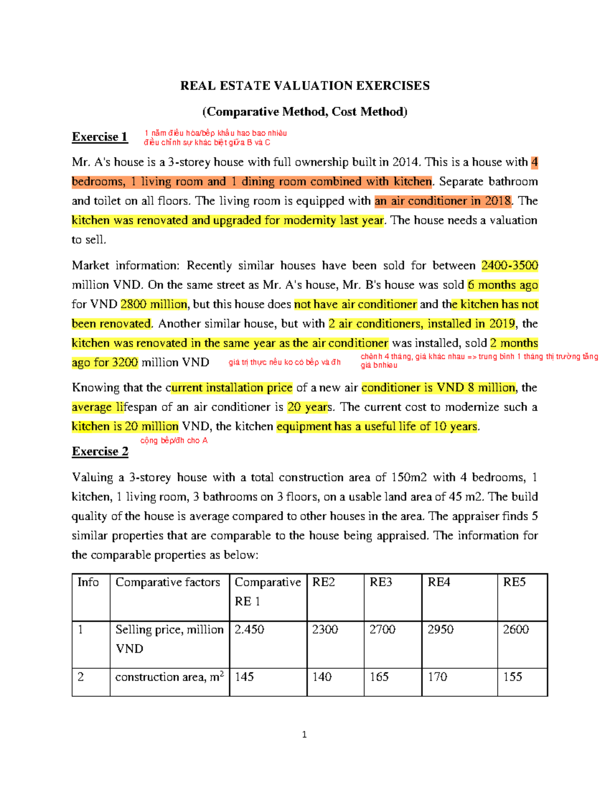 Exercises-on-comparative-and-cost-method - REAL ESTATE VALUATION ...