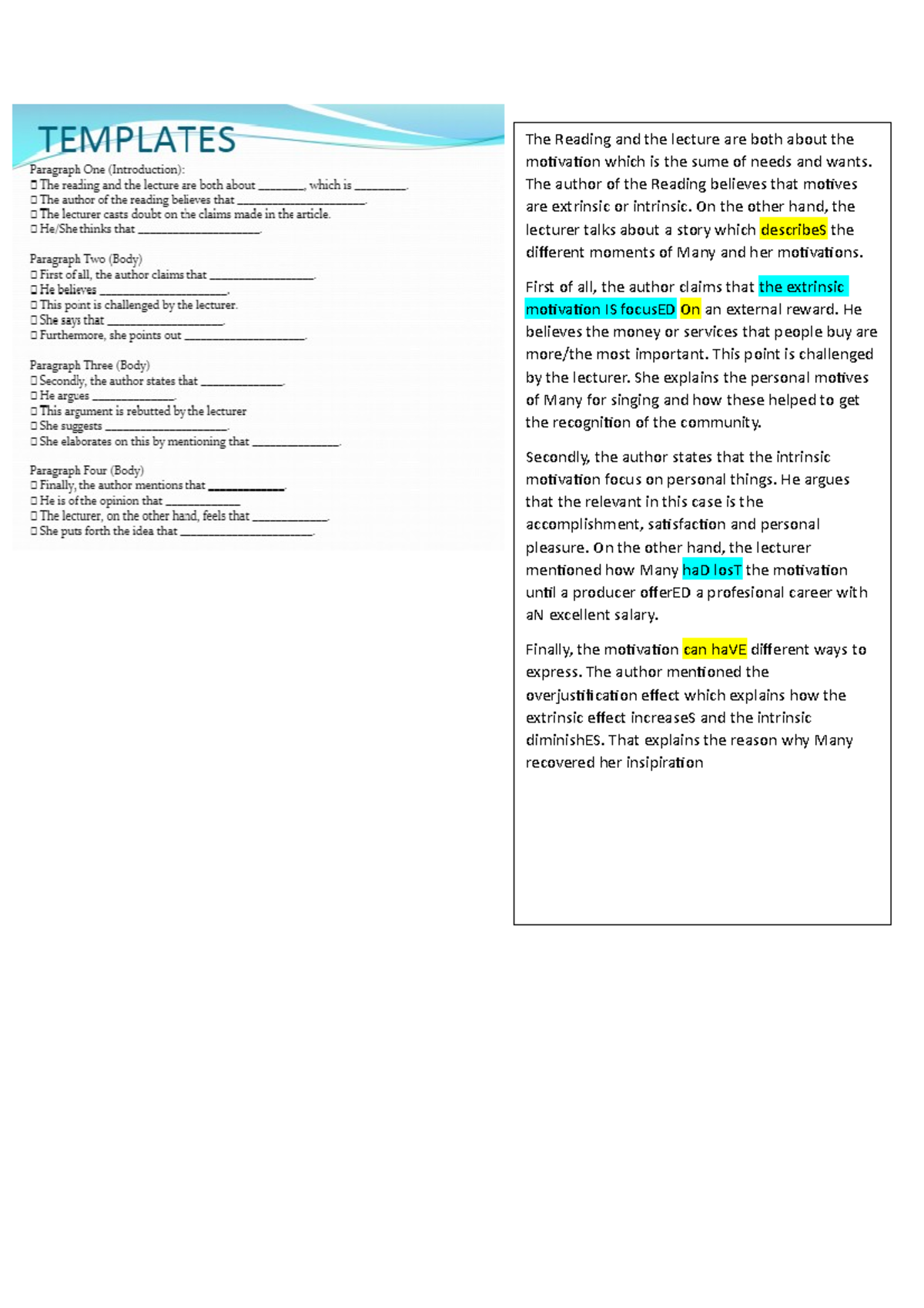 TOFY Exercise 6 - toffle - The Reading and the lecture are both about ...