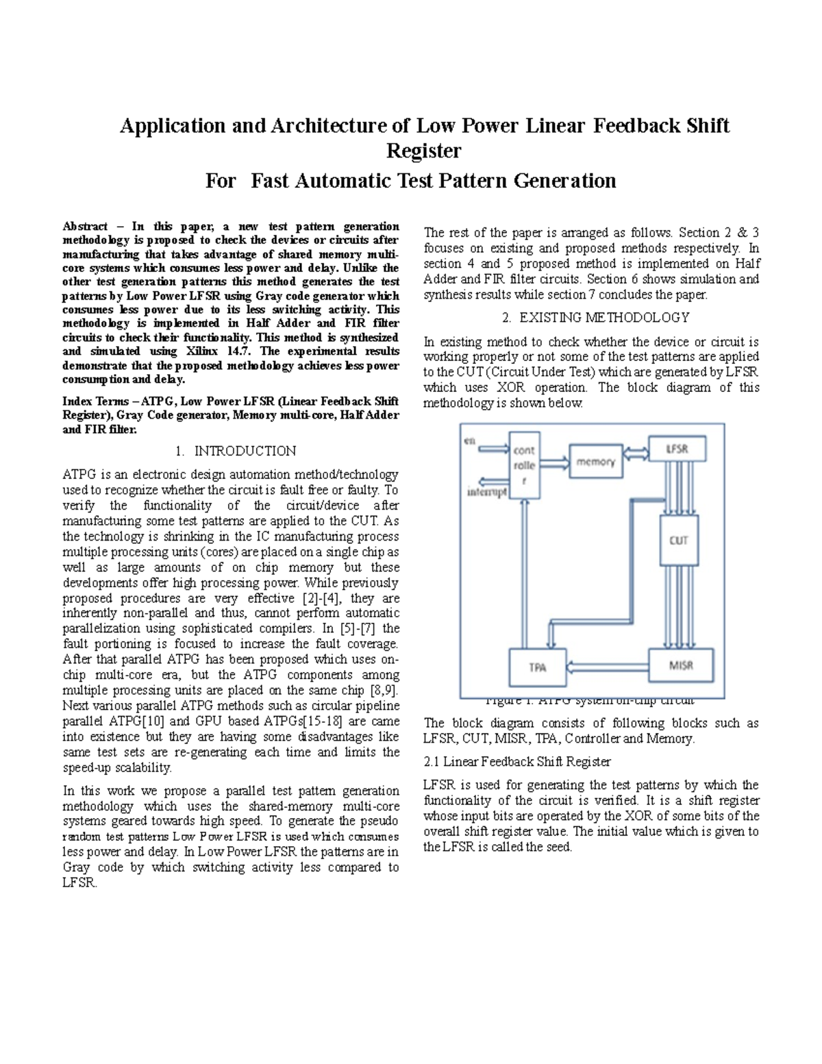 Application and Architecture of Low Power Linear Feedback Shift ...