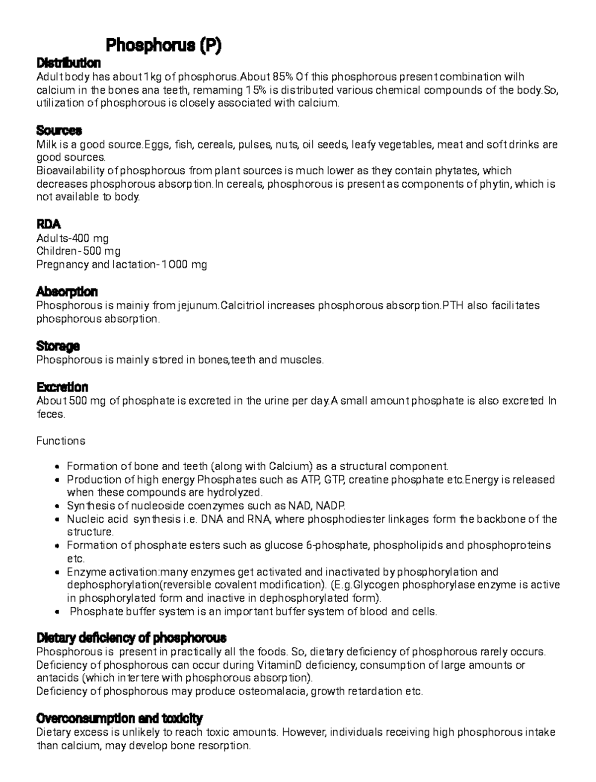 Phosphorous(P) - Nutrition and biochemistry topic in first year bsc ...