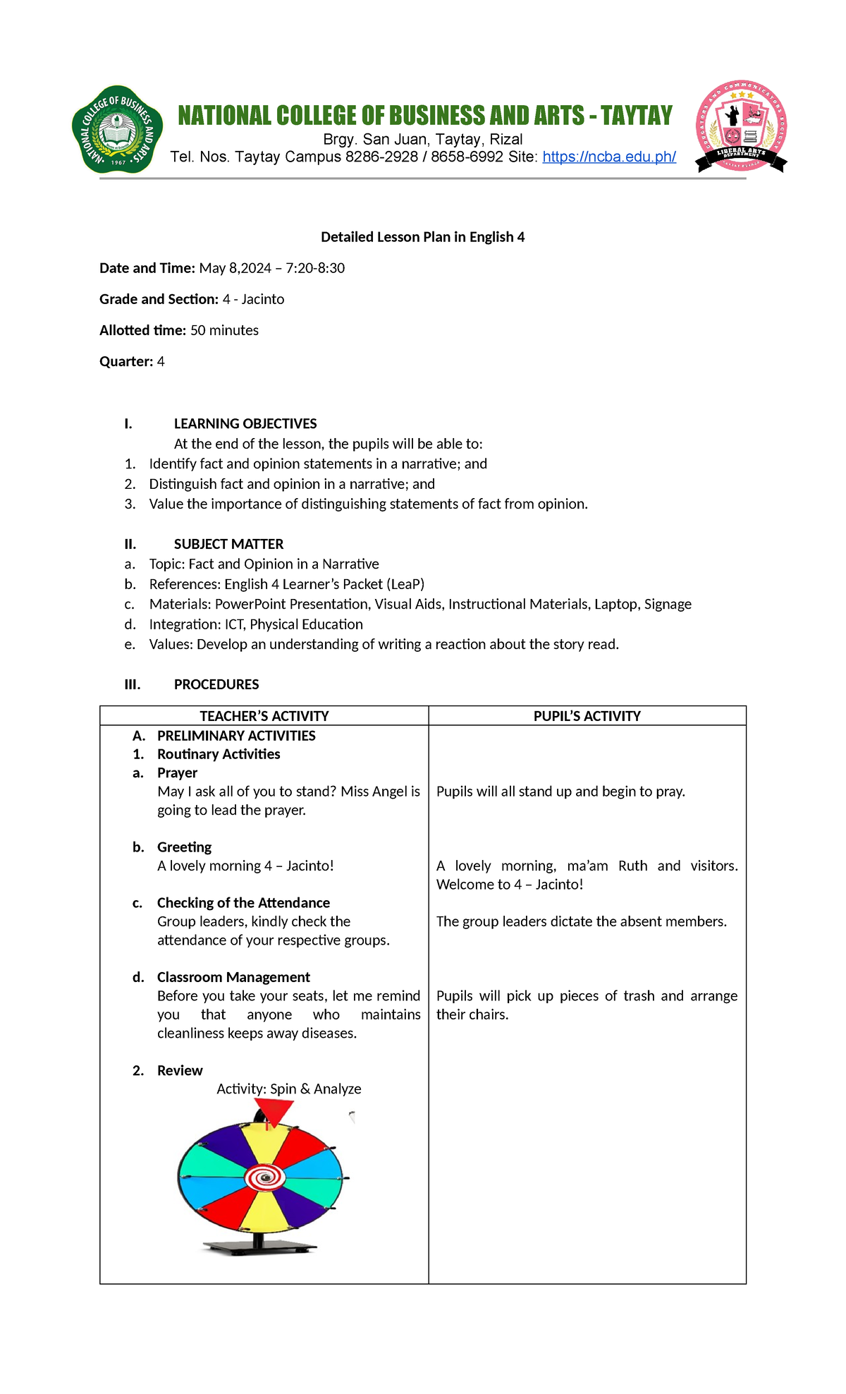 Final DEMO English 4 Revised - NATIONAL COLLEGE OF BUSINESS AND ARTS ...