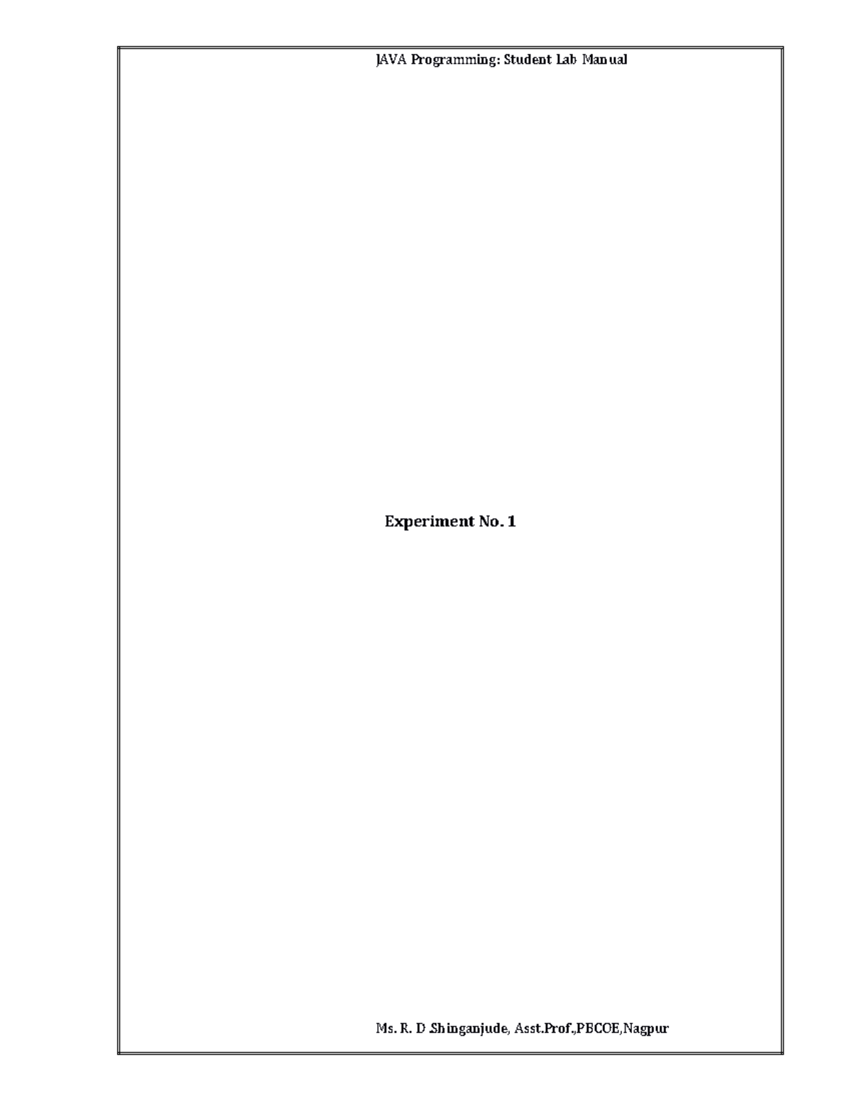 Expt No1doc Done Exp 1 Experiment No Experiment No 1 Aim Write A Program In Java To Pass