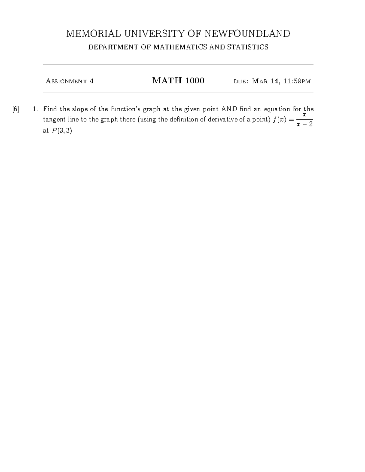 Assignment-5 - math 1000 mandatory assignment - MEMORIAL UNIVERSITY OF ...
