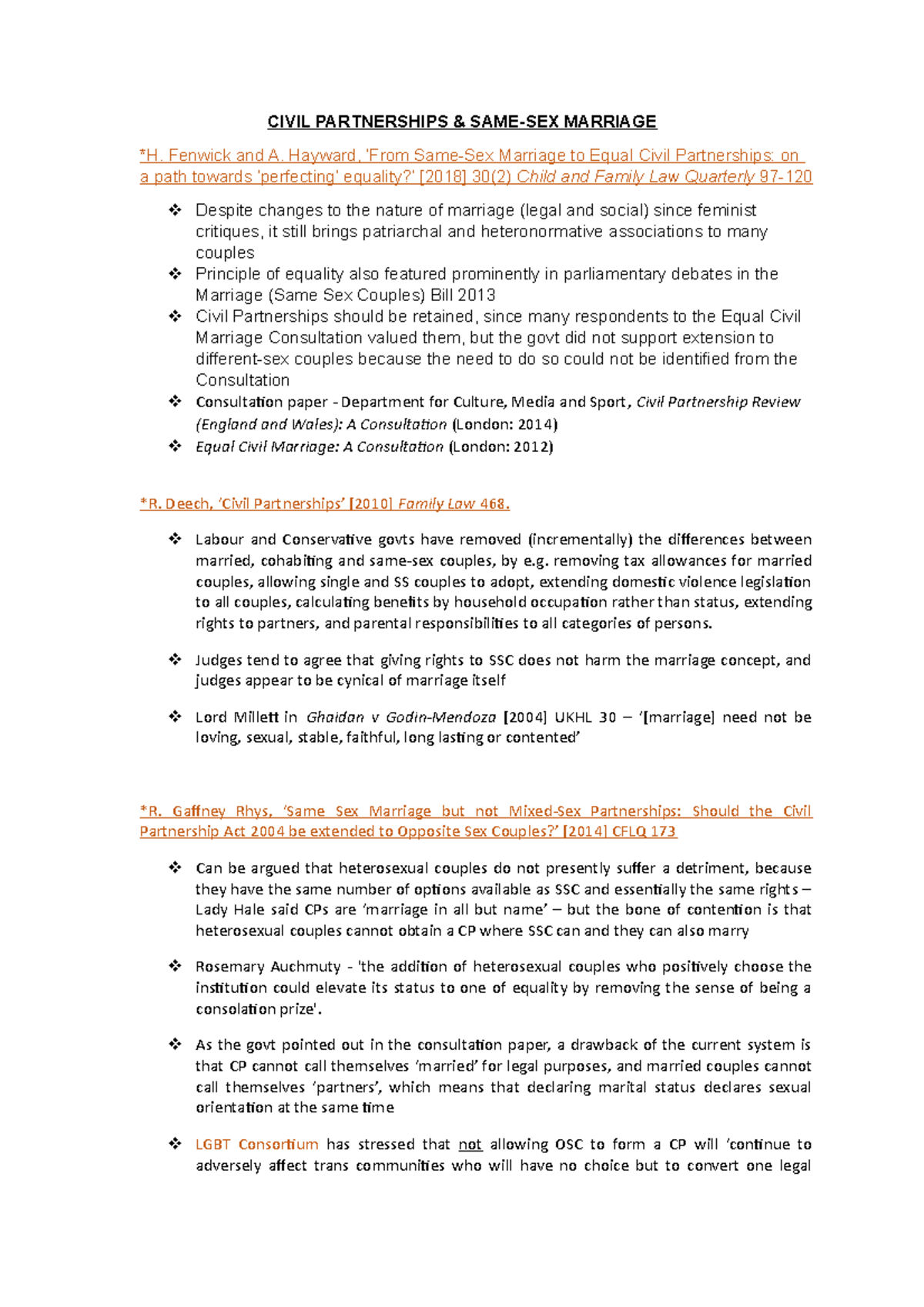 Civil Partnerships - Lecture notes 12-14 - CIVIL PARTNERSHIPS & SAME ...