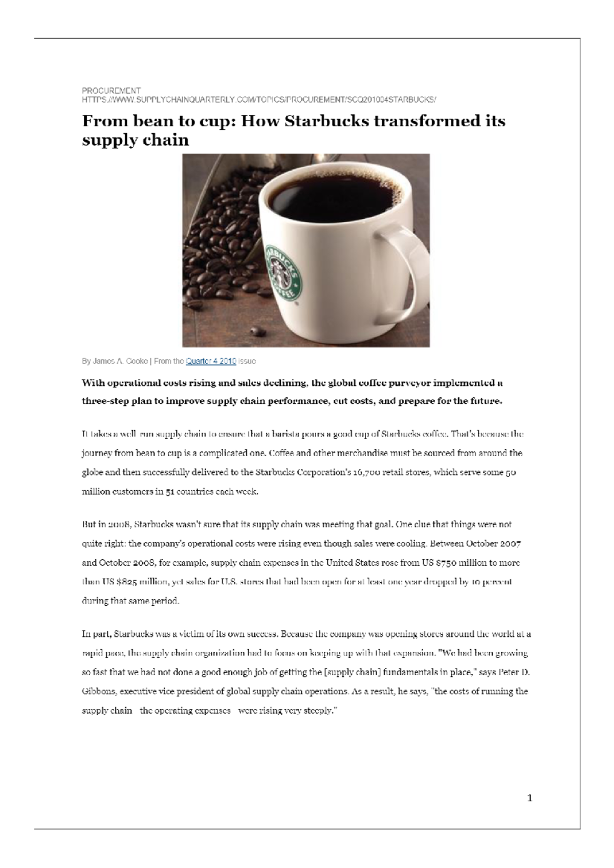 Tutorial w3 From bean to cup- How Starbucks transformed its supply ...
