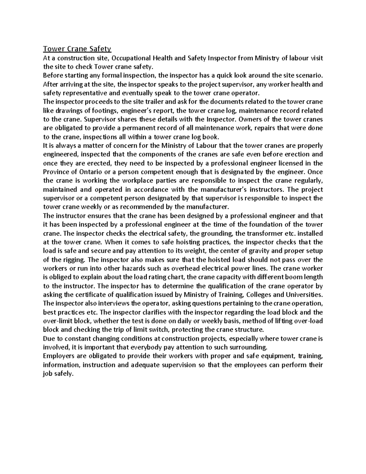 Tower Safety - Tower Crane Safety At a construction site, Occupational ...