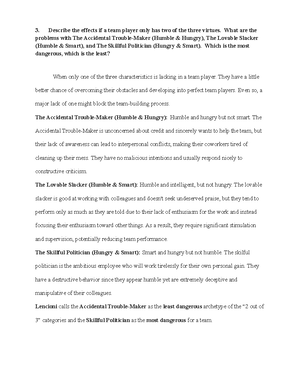 Team Player Quiz Question Four - 4. How would you use an understanding ...