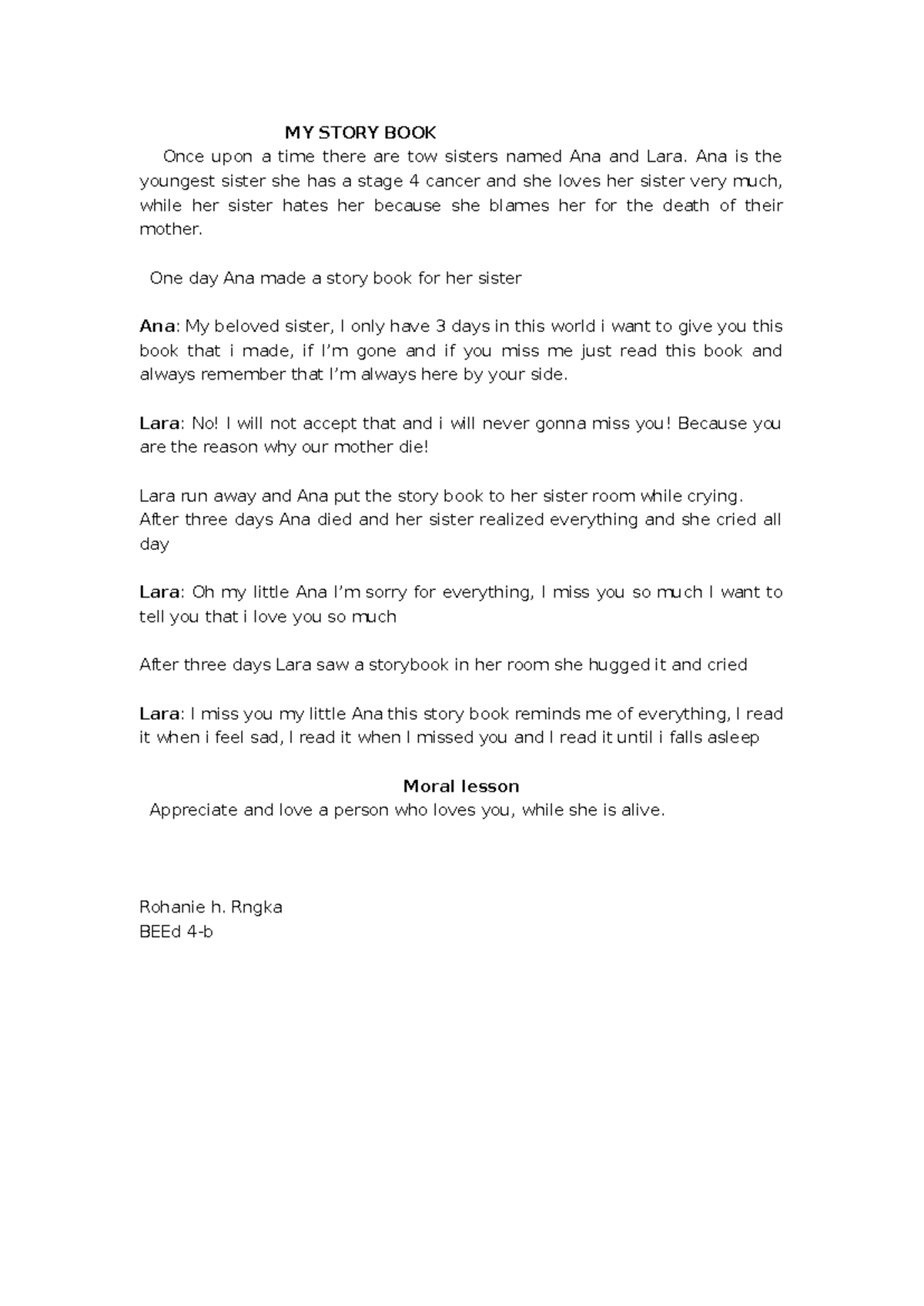MY Story BOOK - FOR SCHOOL PURPOSE - MY STORY BOOK Once upon a time ...