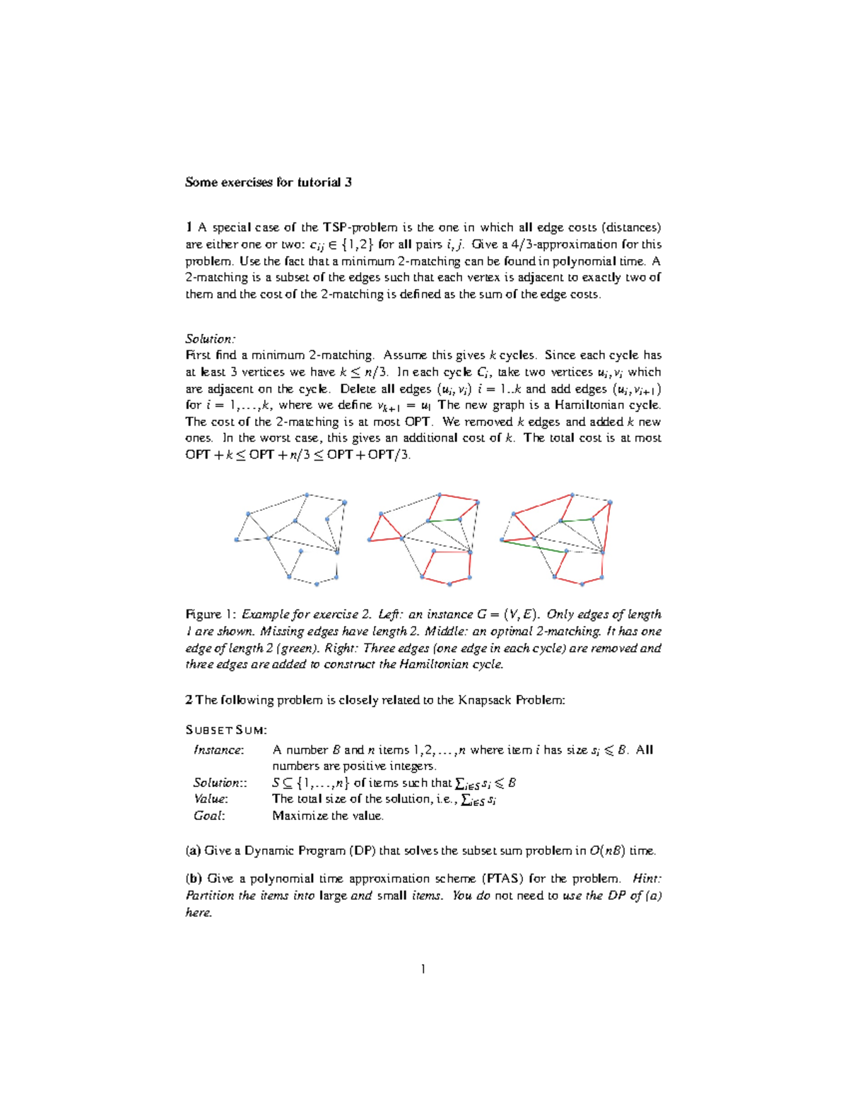 Tutorial 3with answers - Combinatorial Optimization - VU - Studeersnel