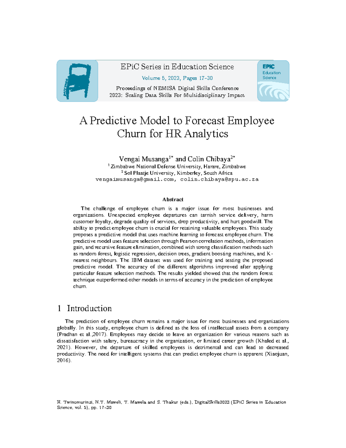 A Predictive Model to Forecast Employee Churn for HR Analytics - A ...