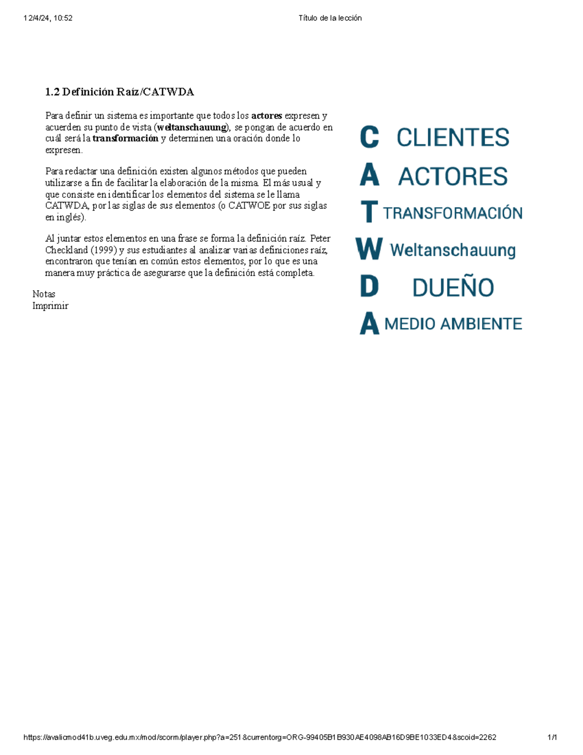 1.2 Definición Raíz Catwda - 12/4/24, 10:52 Título de la lección - Studocu