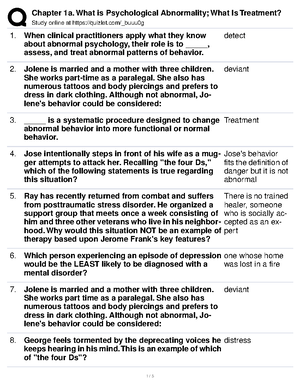 Module 4 Quiz - Introduction to Abnormal Psychology psyc 4082 - Module ...