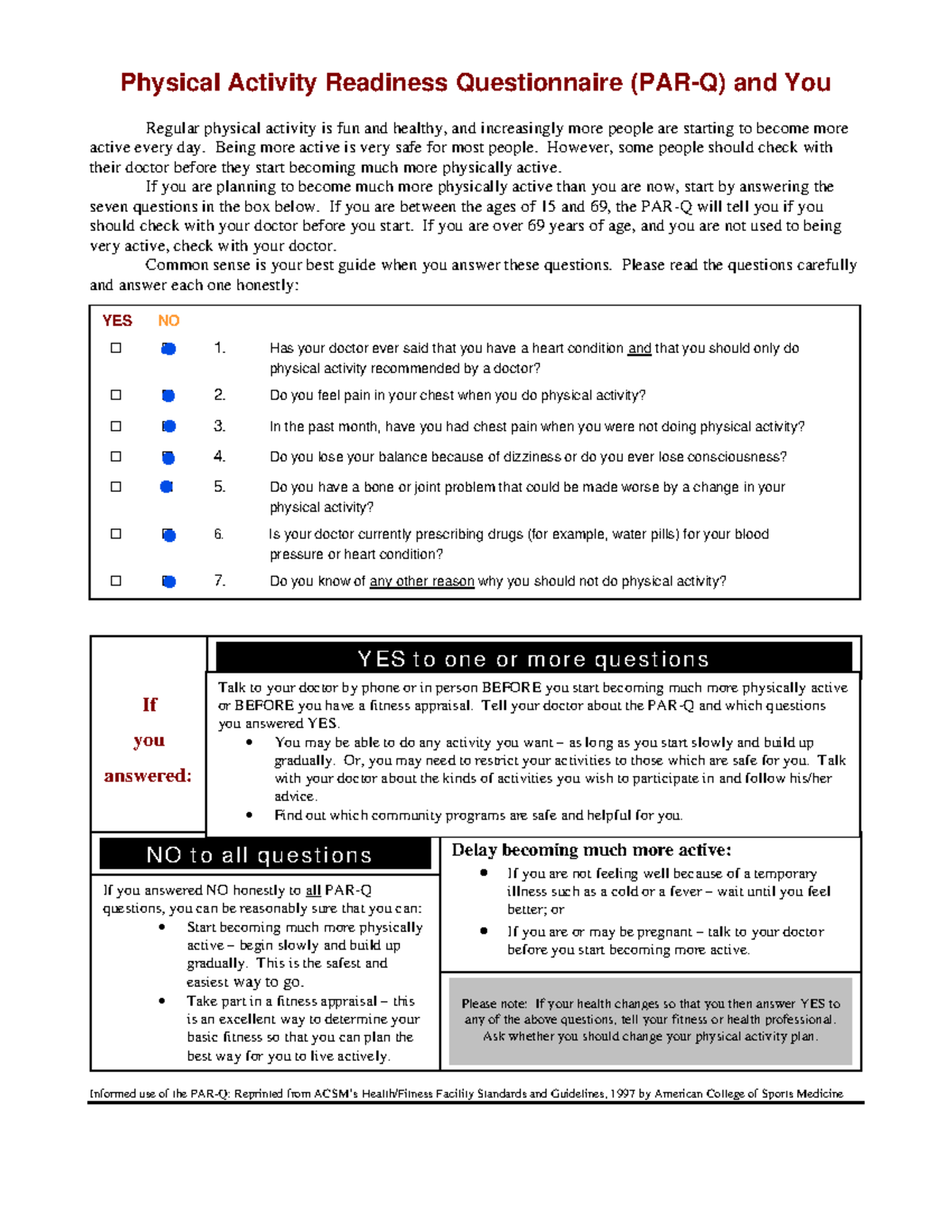Par q assignmenttt - assignment - Physical Activity Readiness ...