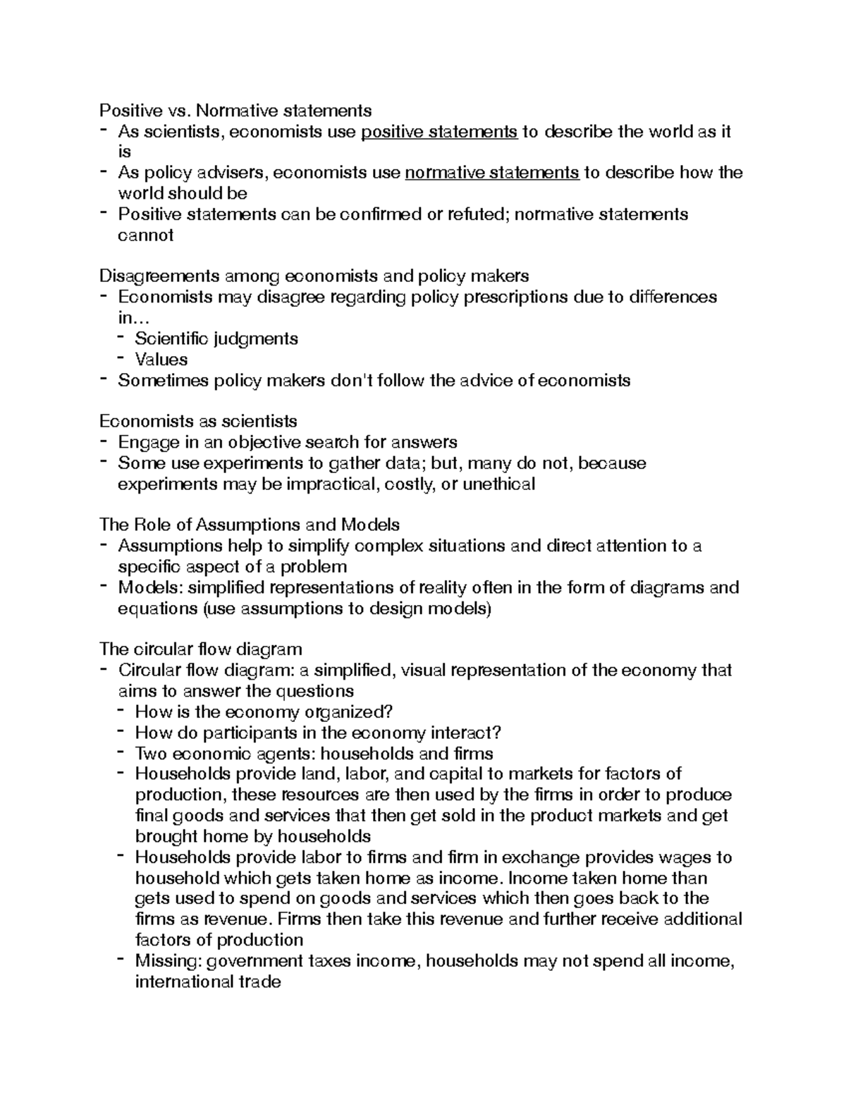 Economics Chapter 2 - Positive vs. Normative statements - As scientists ...