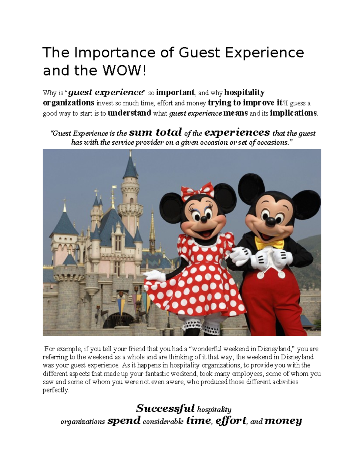 The Importance of Guest Experience and the WOW - The Importance of ...